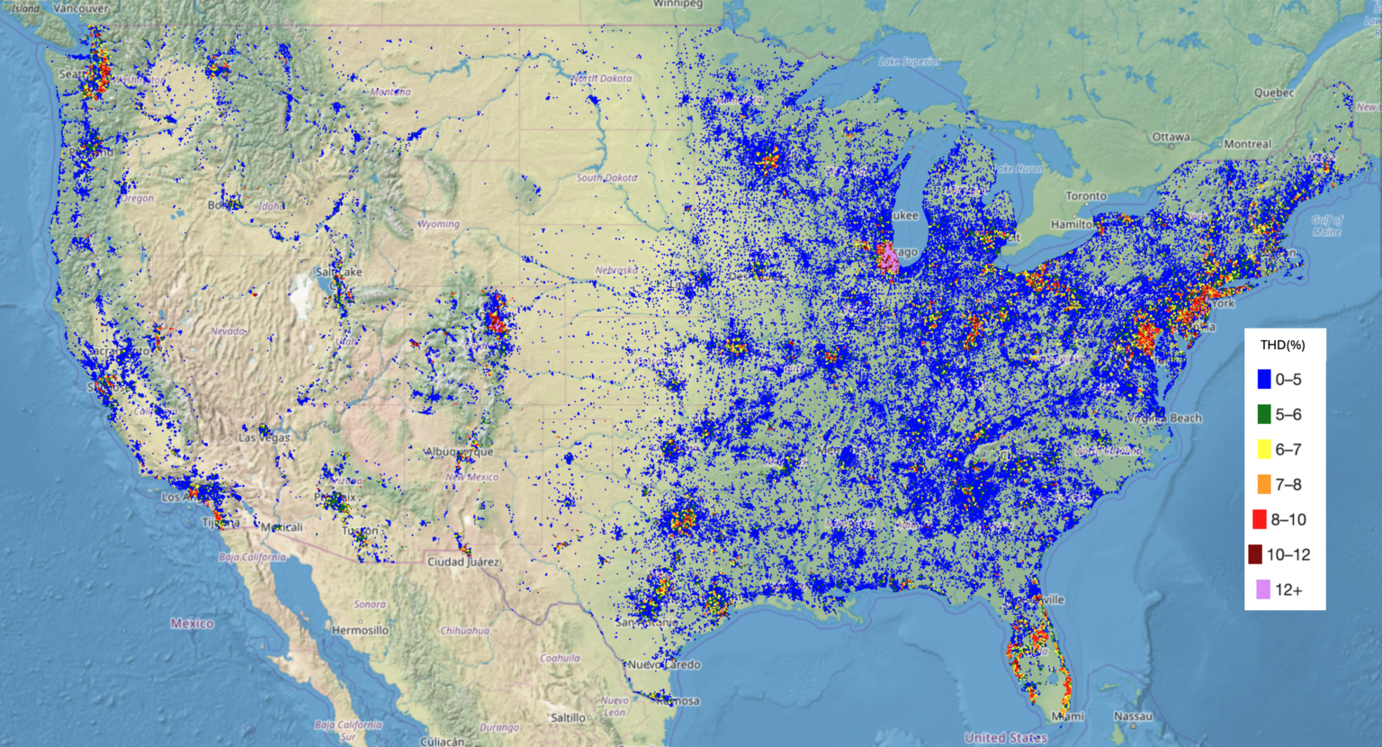 Analysis of Total Harmonic Distortion on the U.S. Electric Grid
