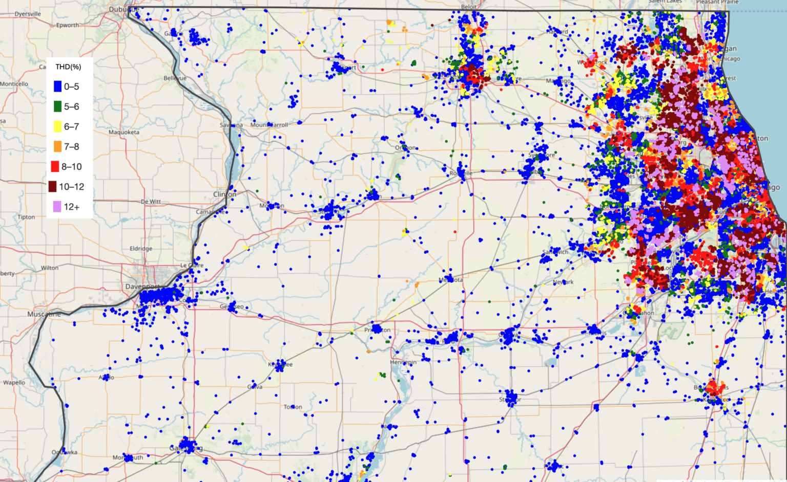 Analysis of Total Harmonic Distortion on the U.S. Electric Grid